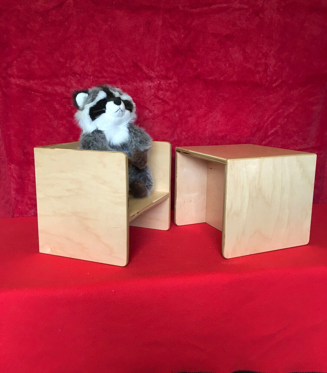 Montessori Cube Chair - Pre-finished Maple 2 Seat Height Toddler Chair ...