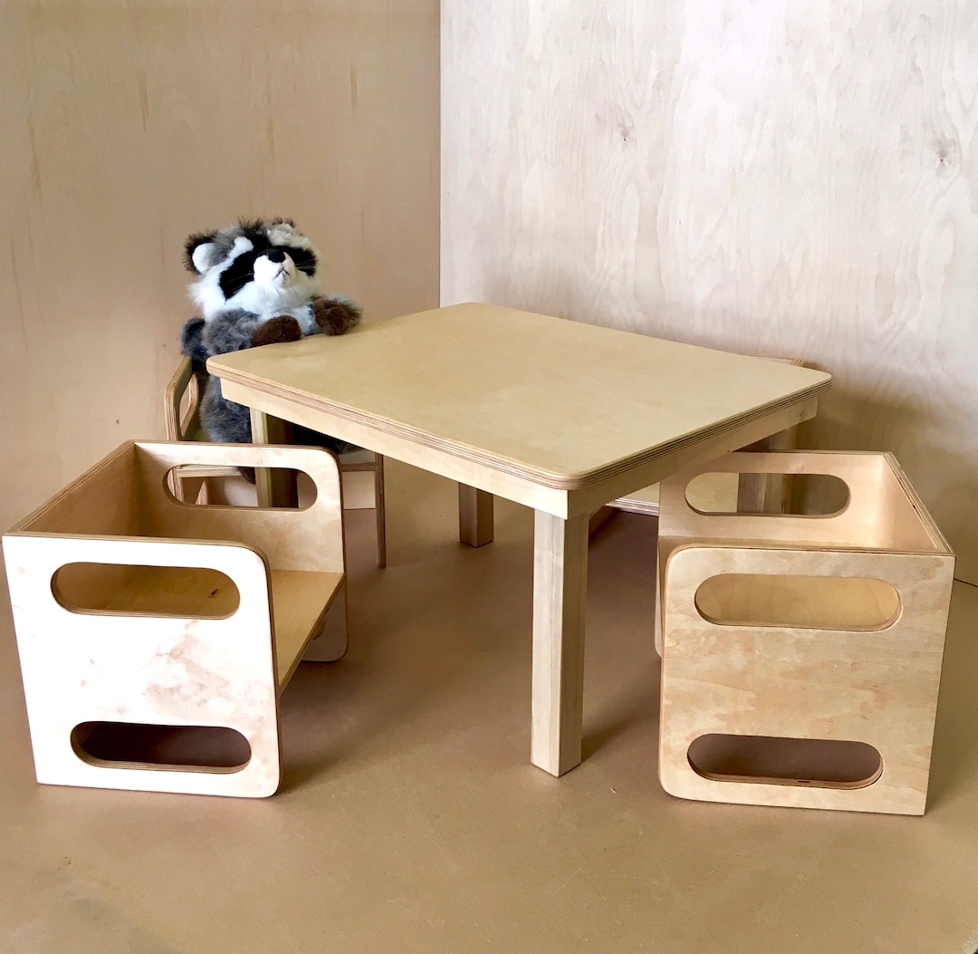 Cube Chair (4) and Table Set for Kids, Weaning Chair and Table Set ...
