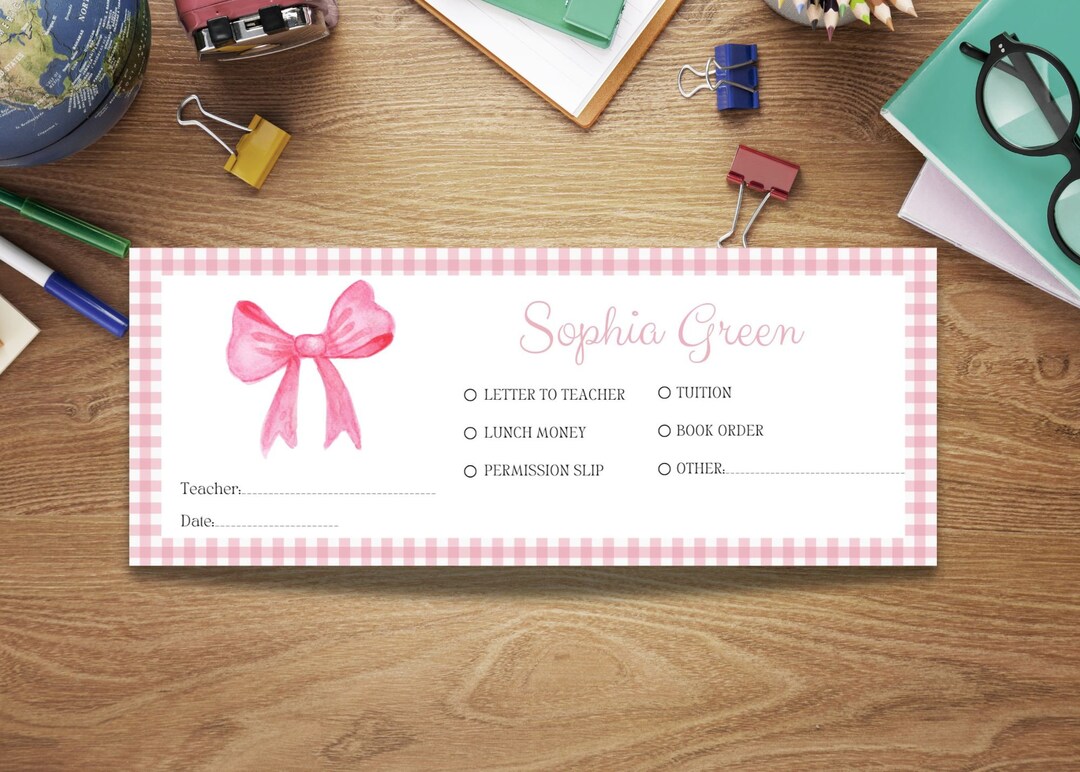 PERSONALIZED SCHOOL ENVELOPE | Coquette Bow Envelope, Back to School ...