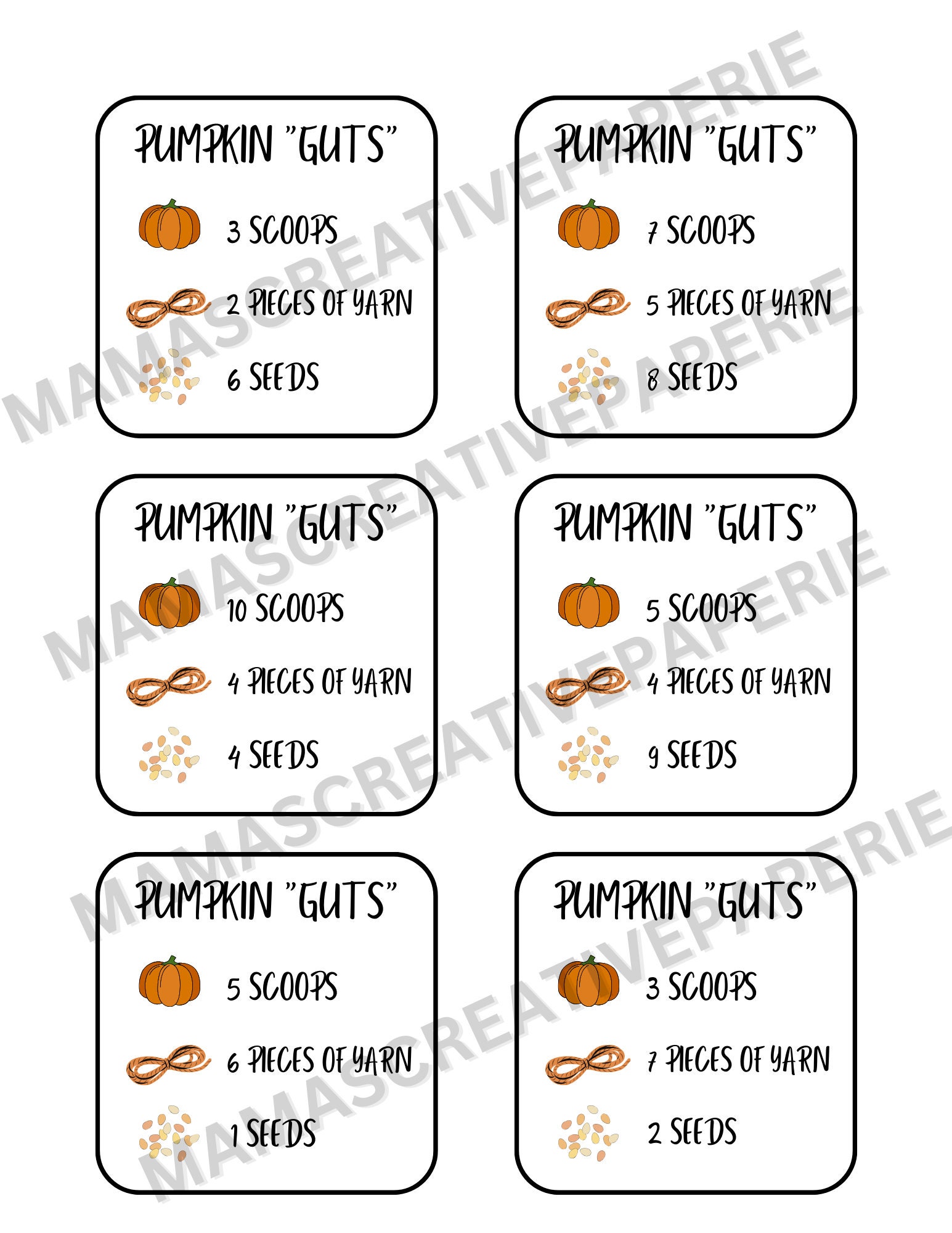 Pumpkin/fall Sensory Bin Activity Cards DIGITAL DOWNLOAD | Halloween ...