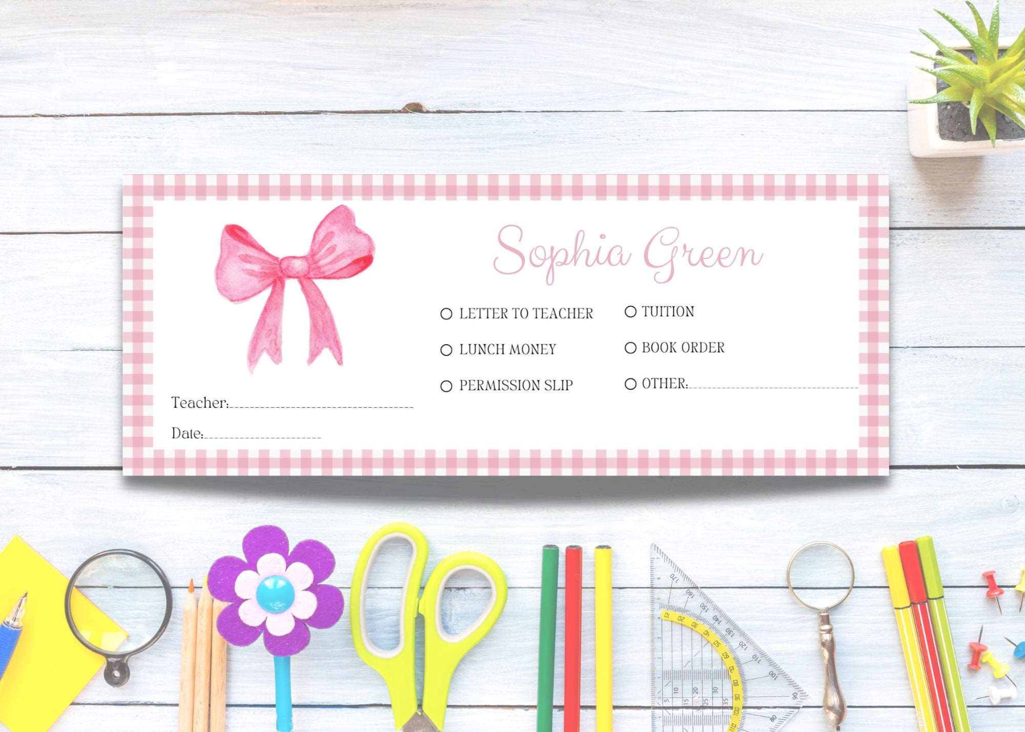 PERSONALIZED SCHOOL ENVELOPE | Coquette Bow Envelope, Back to School ...