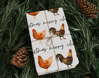 Cute Chicken Gift Wrap Farm Animal Christmas Wrapping Paper Present ...