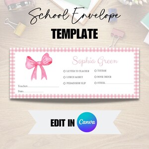 PERSONALIZED SCHOOL ENVELOPE | Coquette Bow Envelope, Back to School ...