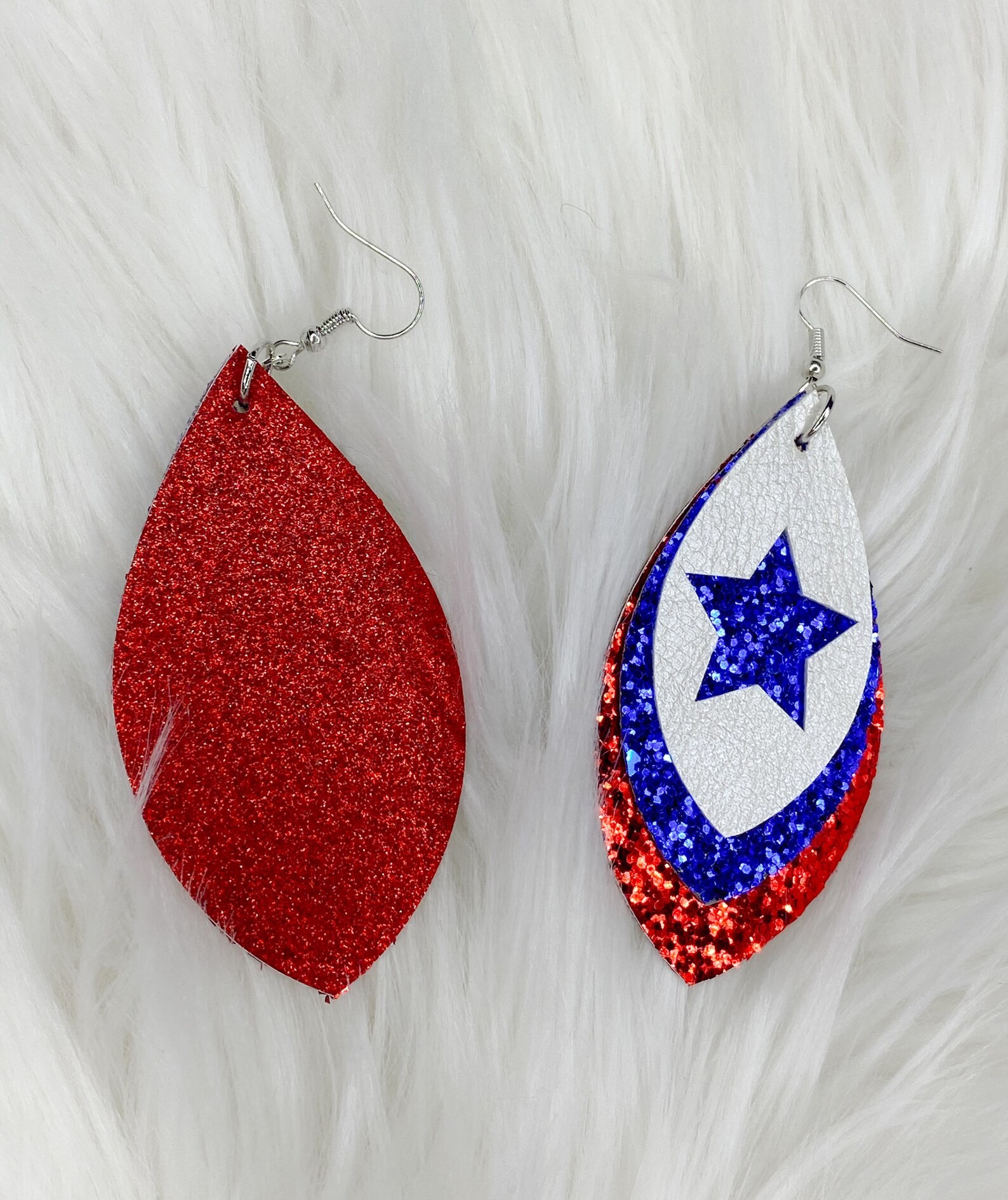 Triple Layer American Flag Faux Leather Earrings Independence - Etsy