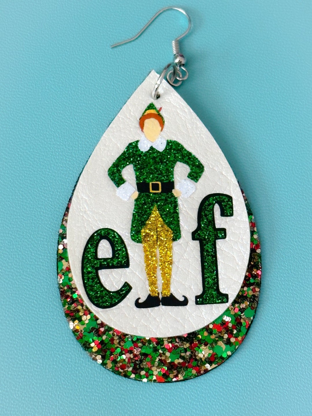 Double Layer Elf Glitter Faux Leather Earrings* Christmas* Cotton ...