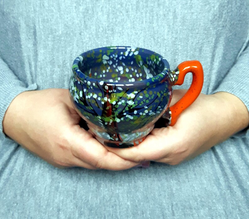Ceramic Mug Tree Cup Coffee Pottery Mug Colorful Mug Ceramic | Etsy