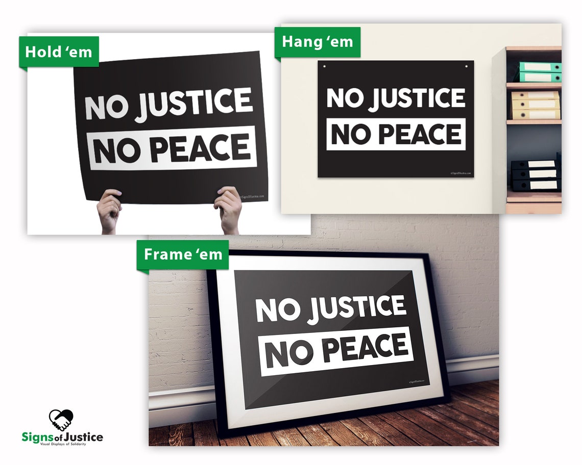 No Justice No Peace Poster Sign // 2-sided // Glossy Cardstock Print ...