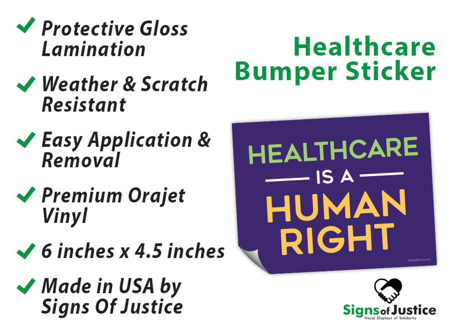 Healthcare is A Human Right Bumper Sticker // 6x4.5 // - Etsy
