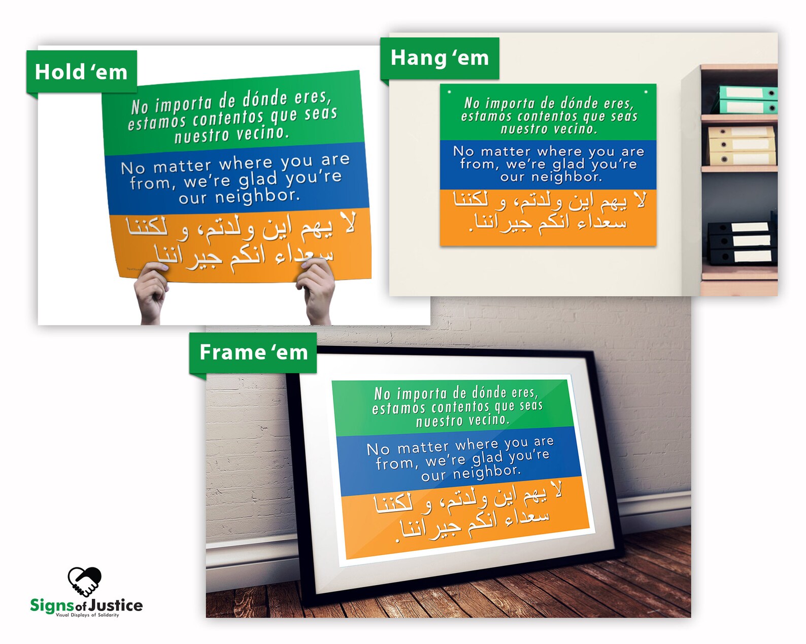 Welcome Your Neighbors Poster Sign // 2-sided // Protest Sign // Art ...