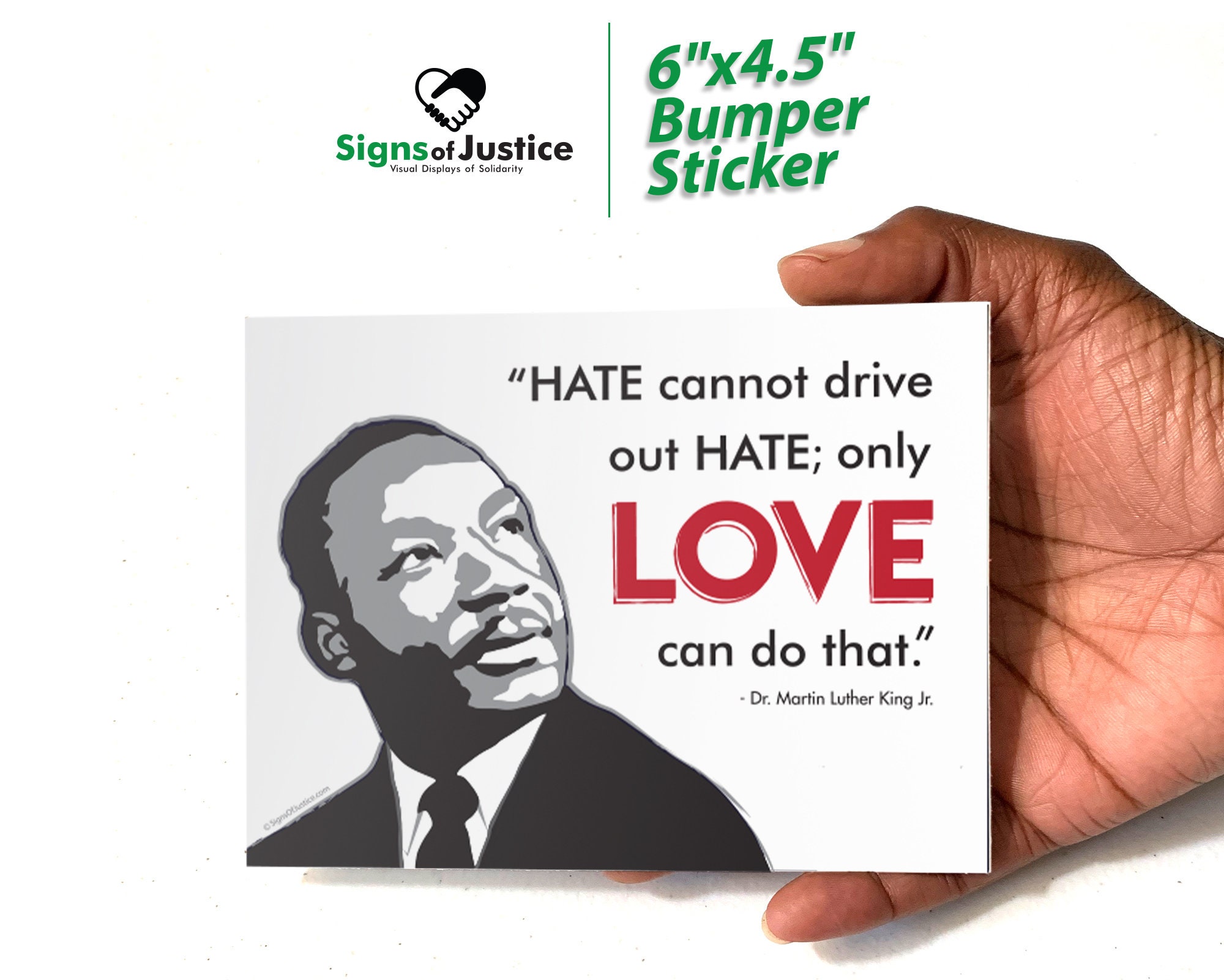 Martin Luther King Love Bumper Sticker // 6x4.5 // - Etsy