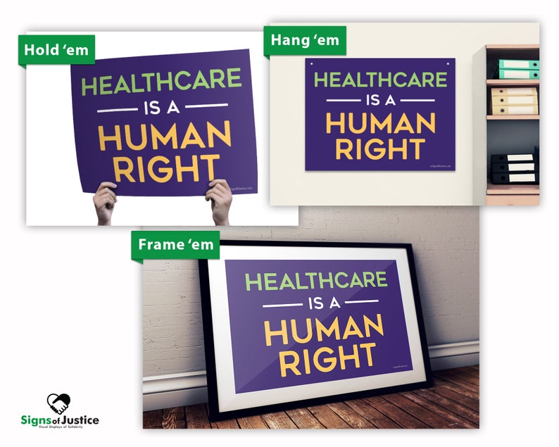 Healthcare is A Human Right Poster Sign // 2-sided // Glossy Cardstock ...