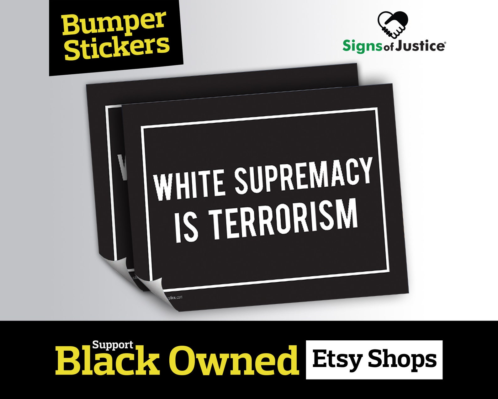 White Supremacy is Terrorism Bumper Sticker // 6”x4.5” // Protective ...