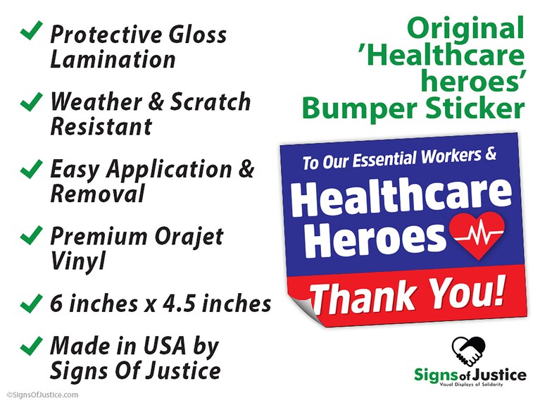 Healthcare Workers Thank You Bumper Sticker// Heroes Are | Etsy