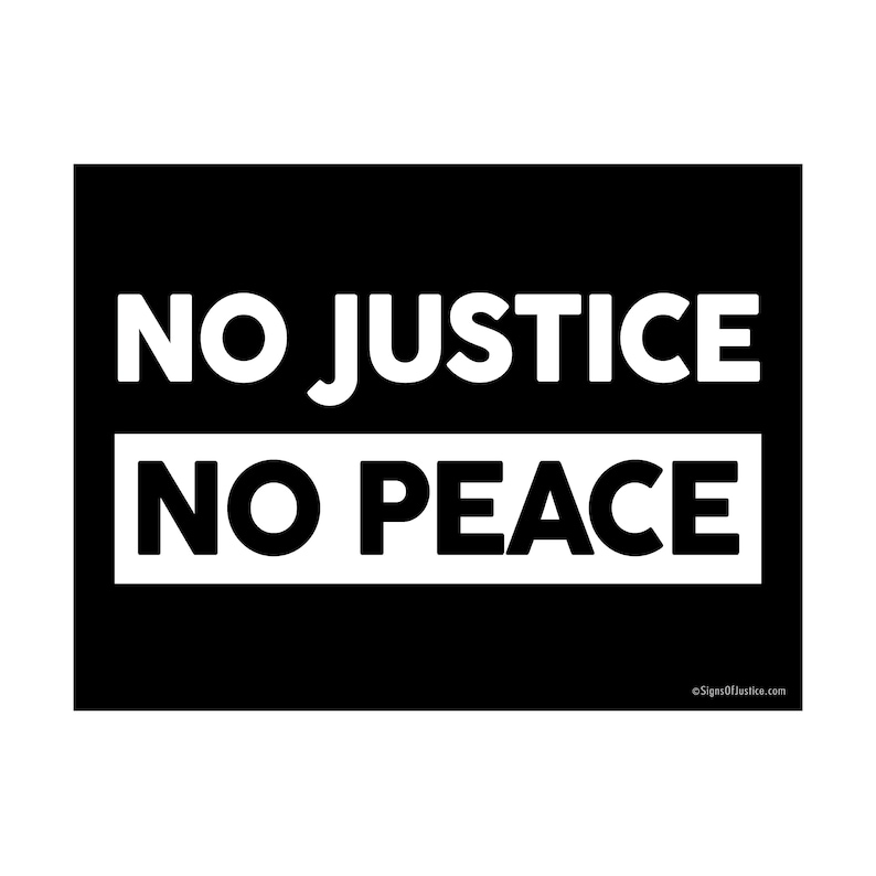 No Justice No Peace Poster Sign // 2-sided // Glossy Cardstock Print ...