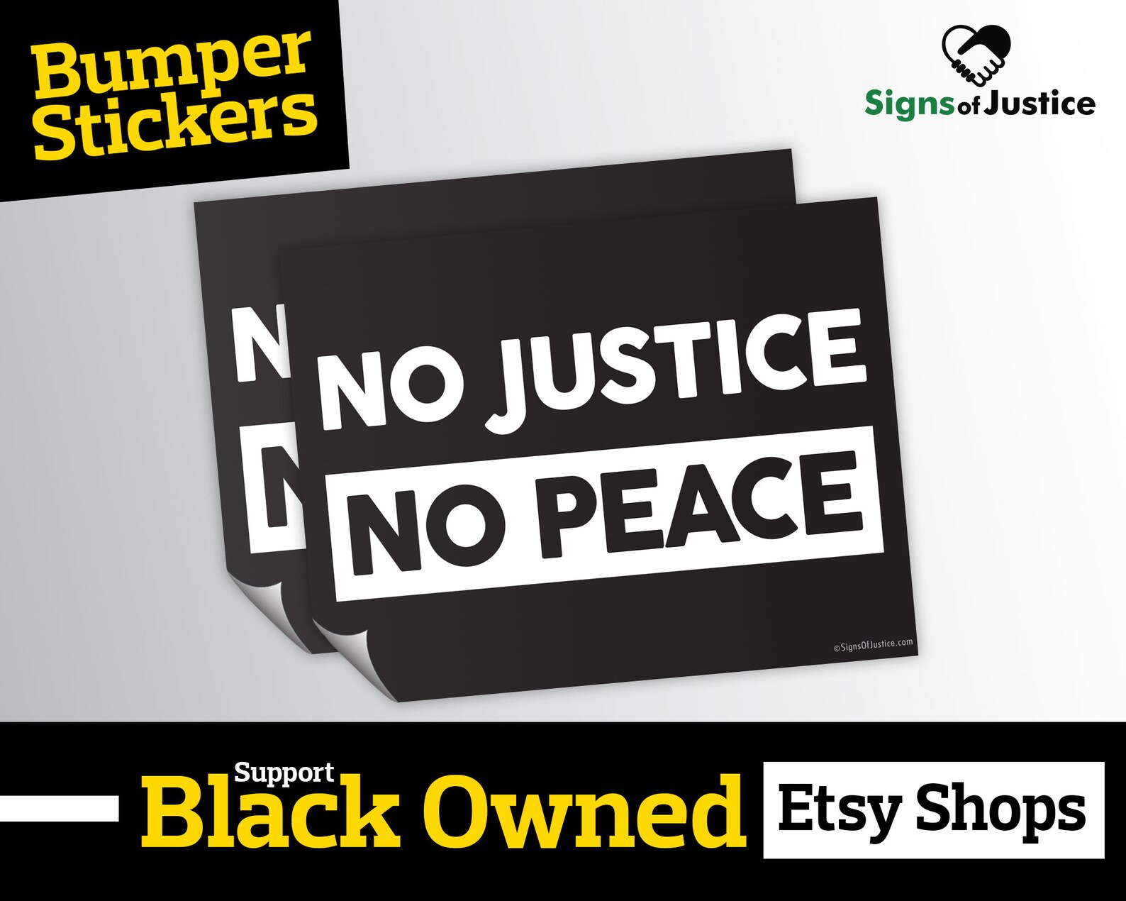 No Justice No Peace Bumper Sticker // 6x4.5 // Protective - Etsy
