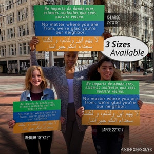 Welcome Your Neighbors Poster Sign // 2-sided // Protest Sign // Art ...