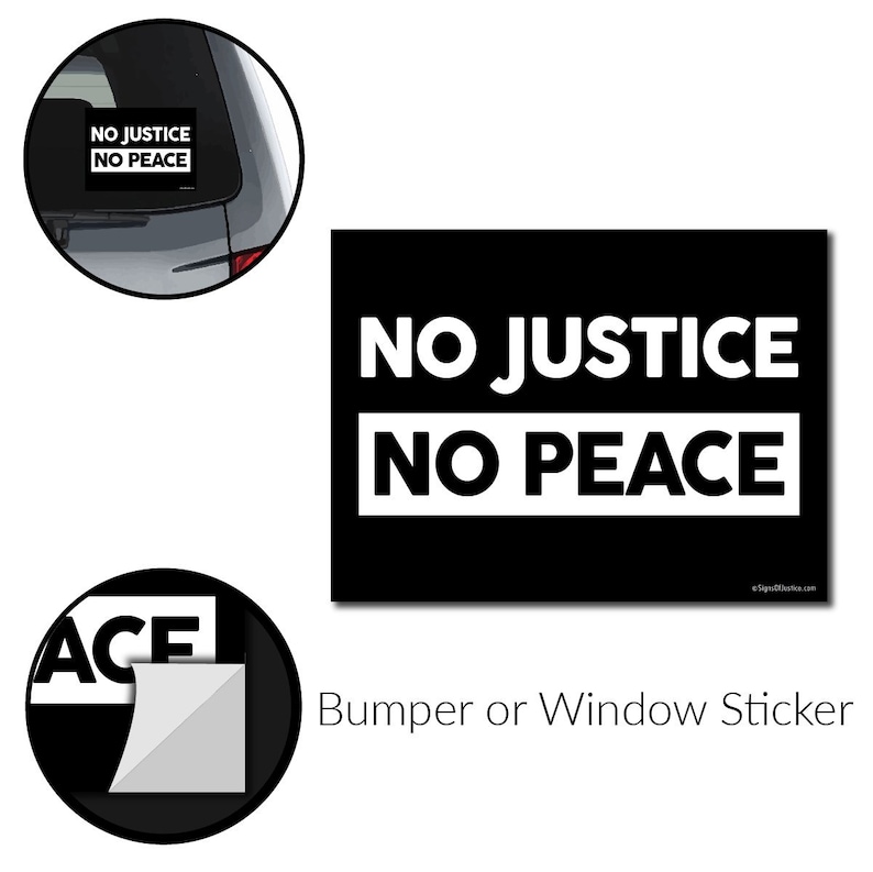 No Justice No Peace Bumper Sticker // 6x4.5 // Protective - Etsy