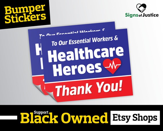 Healthcare Workers Thank You Bumper Sticker// Heroes Are | Etsy
