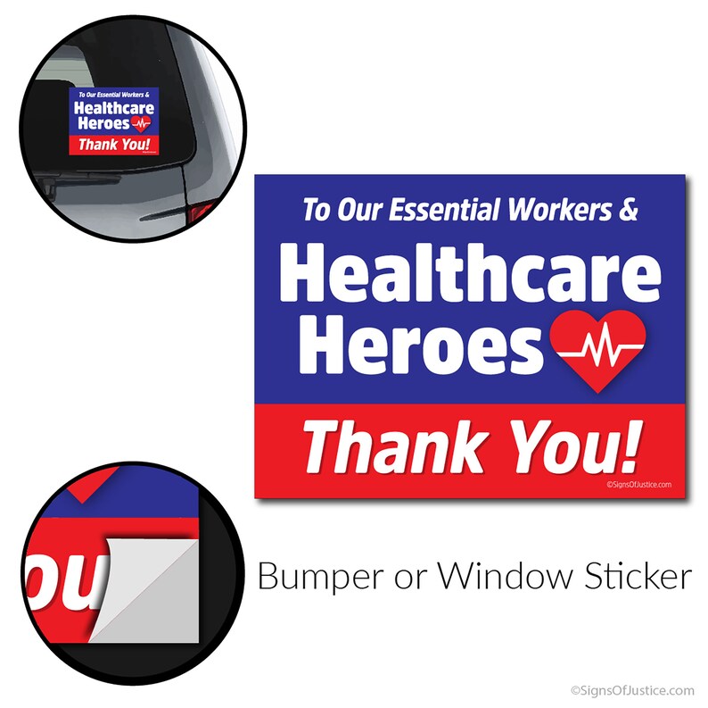 Healthcare Workers Thank You Bumper Sticker// Heroes Are | Etsy