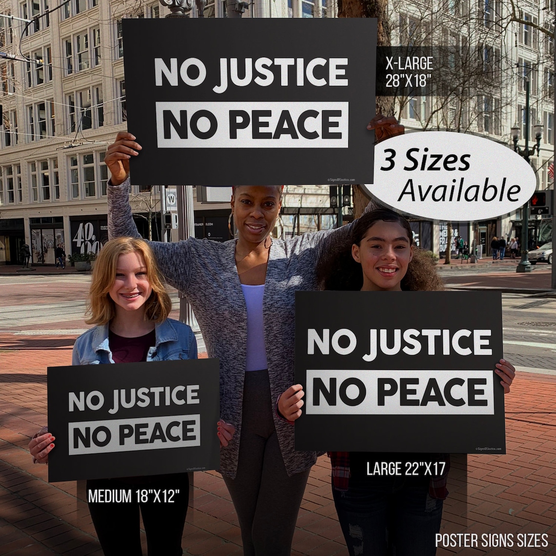 No Justice No Peace Poster Sign // 2-sided // Glossy Cardstock Print ...