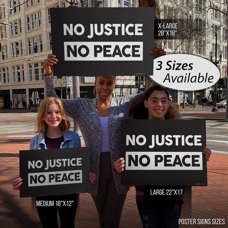 No Justice No Peace Poster Sign // 2-sided // Glossy Cardstock - Etsy