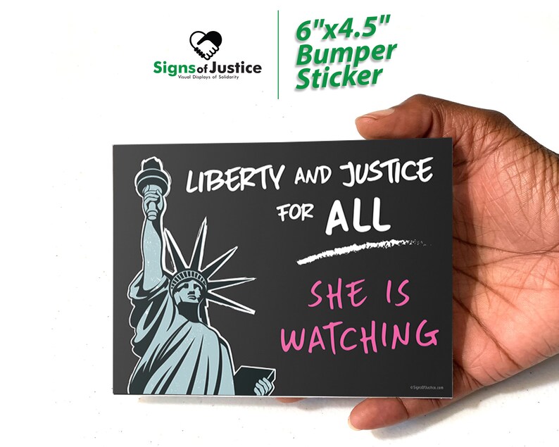 Lady Liberty Bumper Sticker // 6”x4.5” // Protective Gloss Layer ...