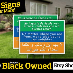 Welcome Your Neighbors Yard Sign // 2-sided // Protest Sign // | Etsy