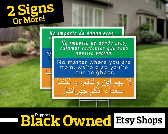 Welcome Your Neighbors Yard Sign // 2-sided // Protest Sign // | Etsy