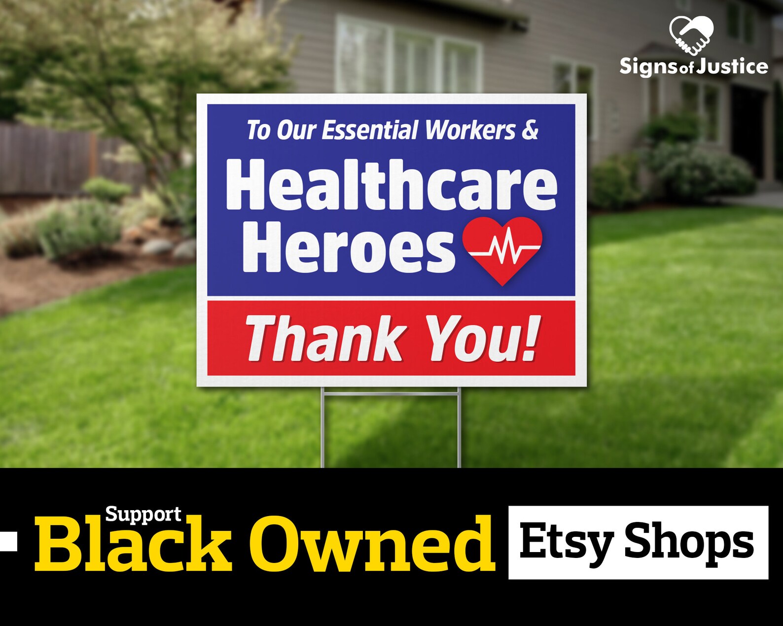 Healthcare Workers Thank You Yard Sign // Heroes Are First | Etsy