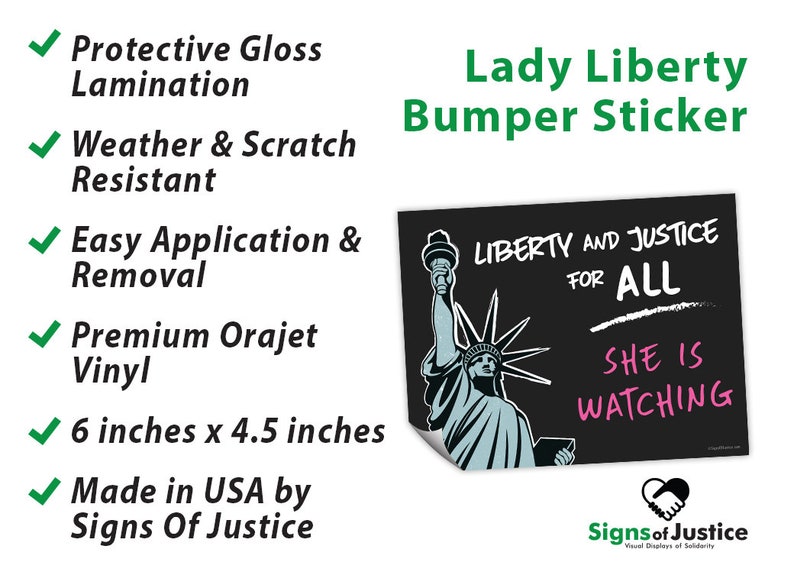 Lady Liberty Bumper Sticker // 6x4.5 // Protective Gloss - Etsy