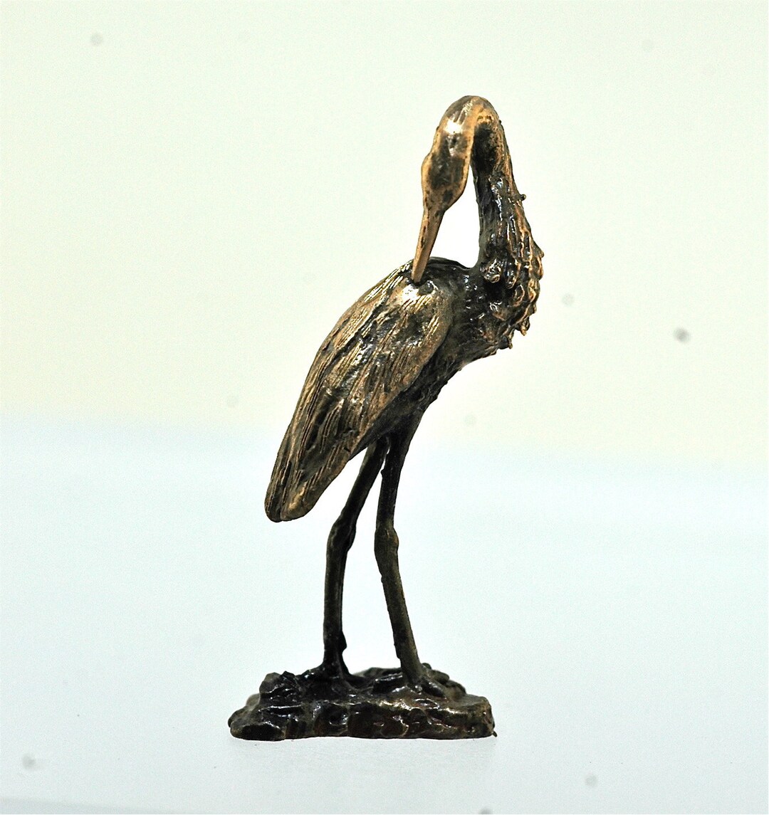 Miniature Bronze Preening Crane bb-105 - Etsy