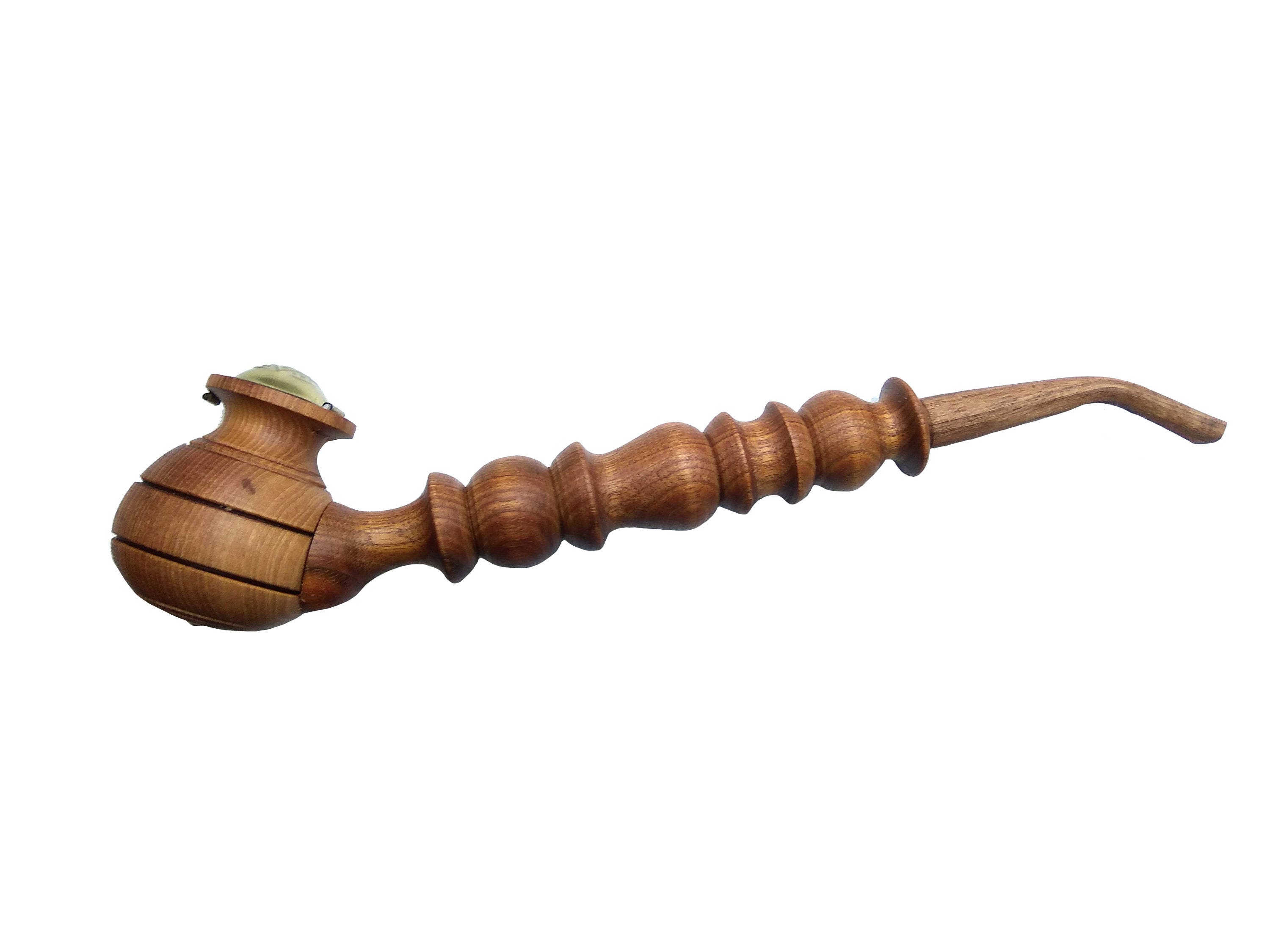 Handmade Wooden Smoking Pipe Metal Bowl Cover Tobacco - Etsy
