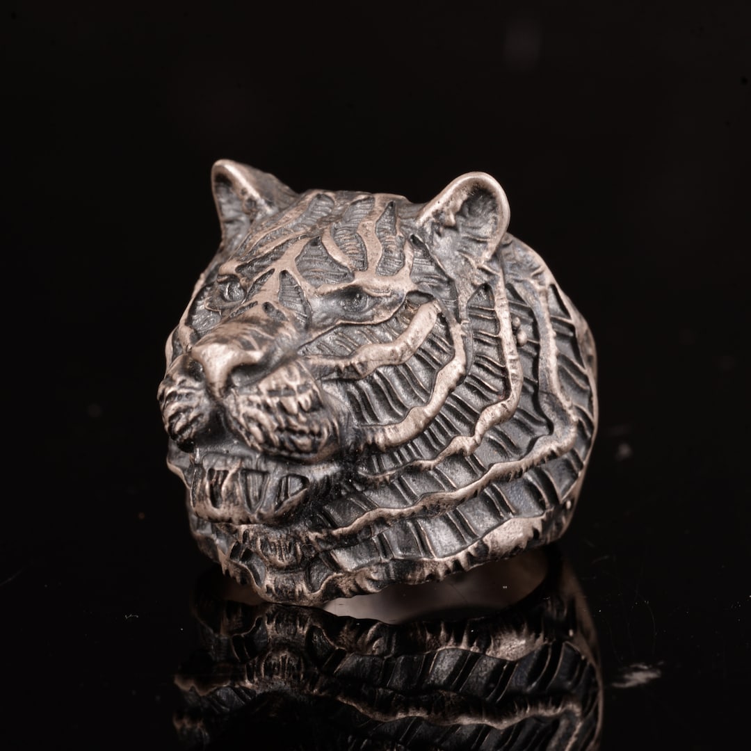 Tiger Ring, Vintage Tiger Ring, Tiger Head Ring, 925 Sterling Silver ...