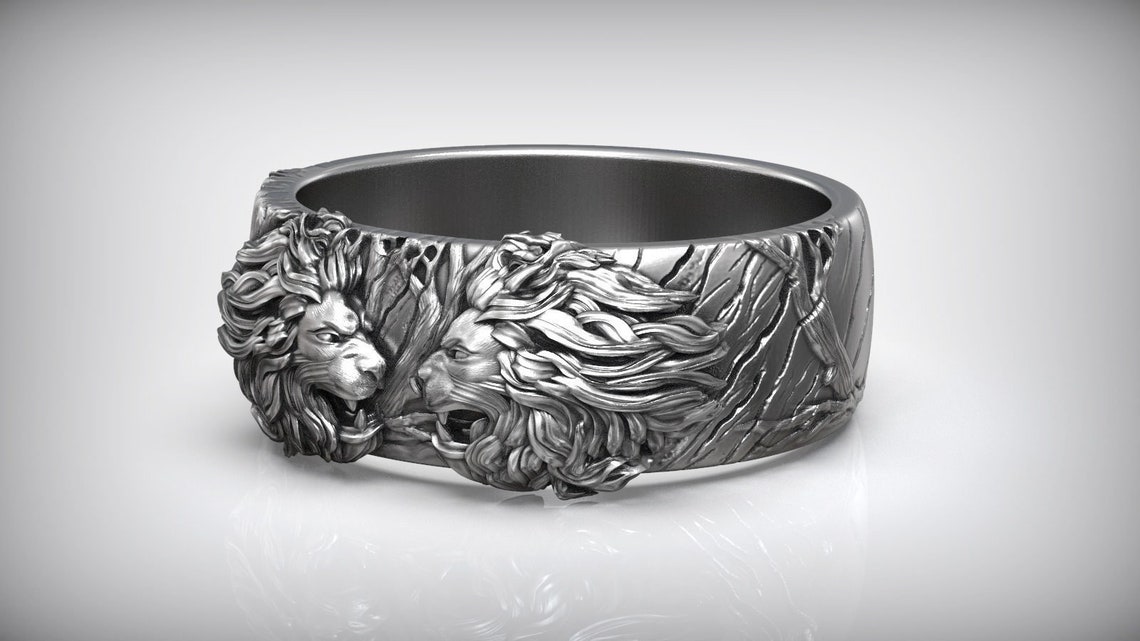 Roaring Lion Ring 925 Solid Sterling Silver Men Ring Leo - Etsy