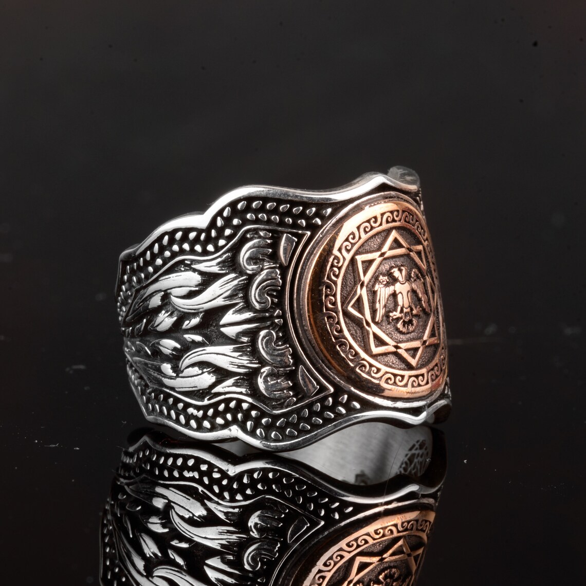 Star of David Ring for Men Double Headed Eagle Ring King - Etsy