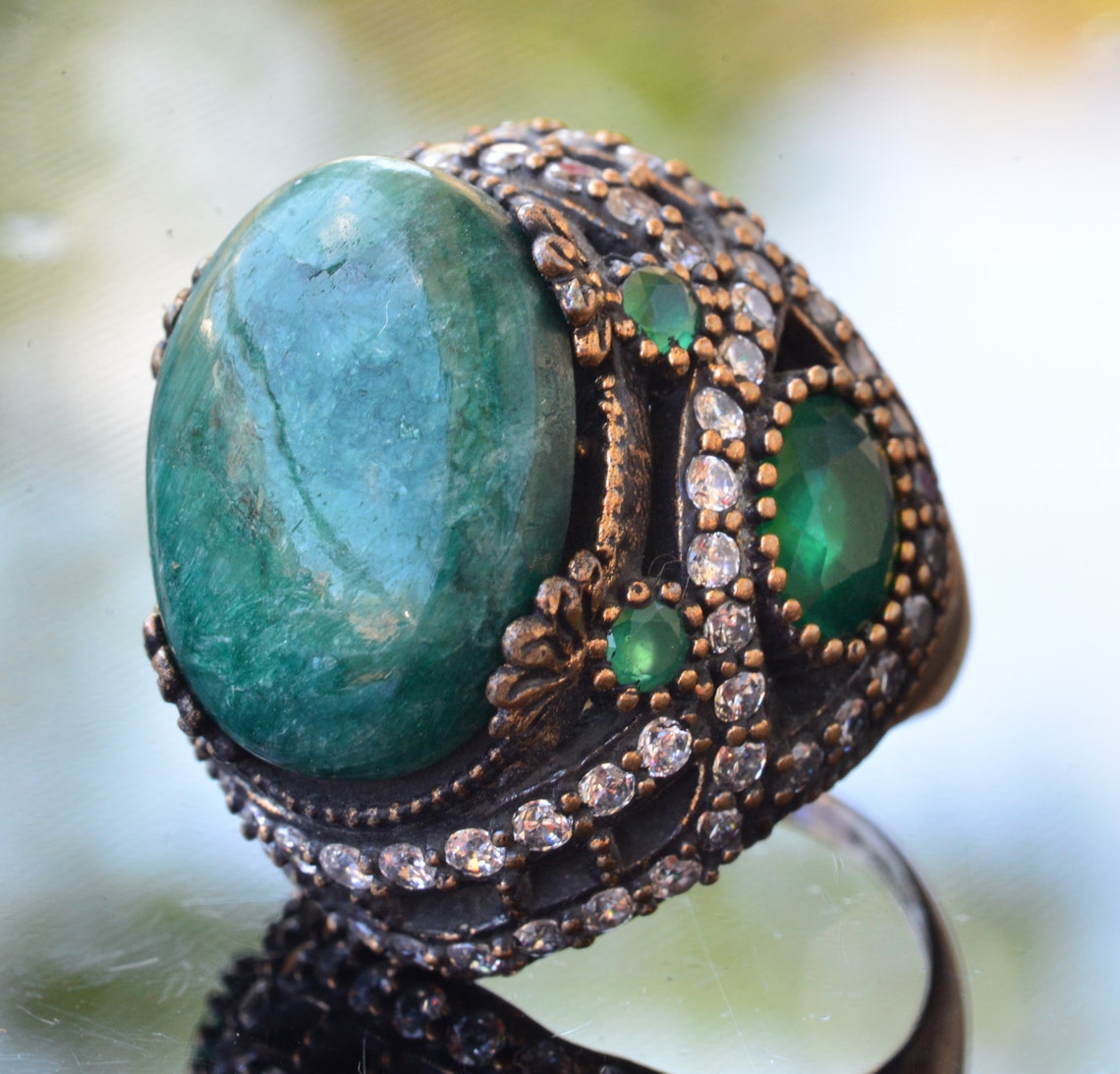 Natural Cabochon Ring Cabochon Sapphire Unique Men Ring 925 | Etsy