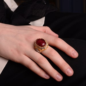 Genuine Real Natural Ruby Gemstone Men's Ring, King Ring, Byzantine ...