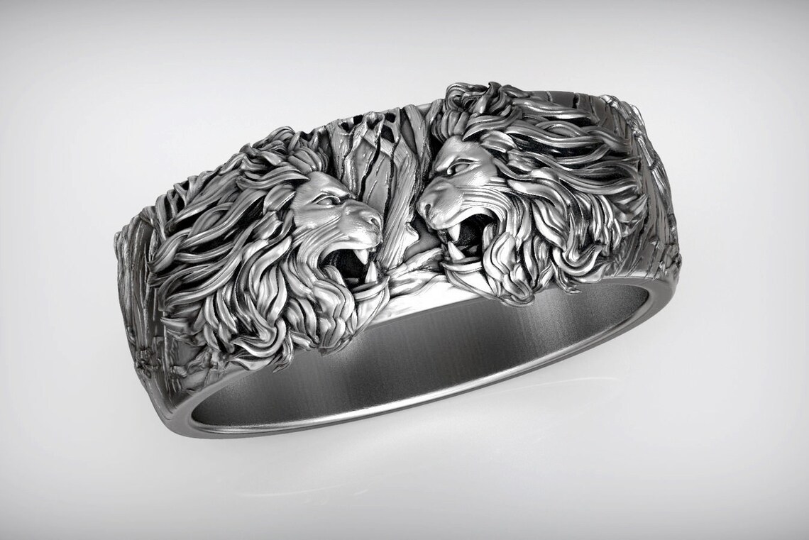 Roaring Lion Ring 925 Solid Sterling Silver Men Ring Leo - Etsy