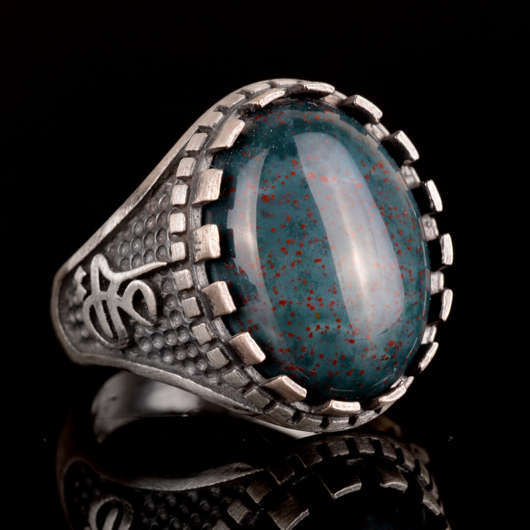 Genuine Bloodstone Men's Ring, Handmade Unique Ring, Vintage Men's Ring ...