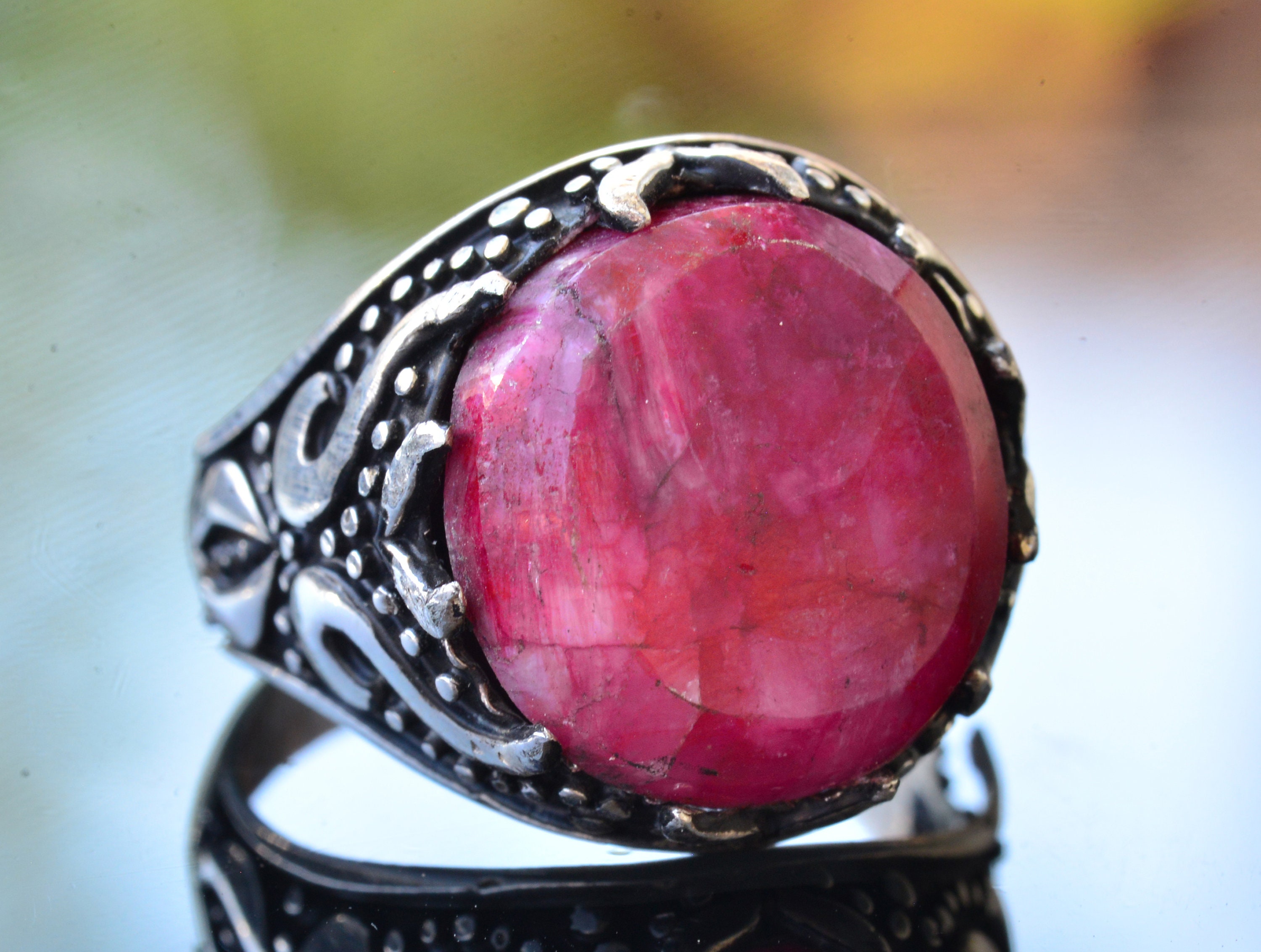 Piedra preciosa de rubí natural real rubí crudo anillo | Etsy