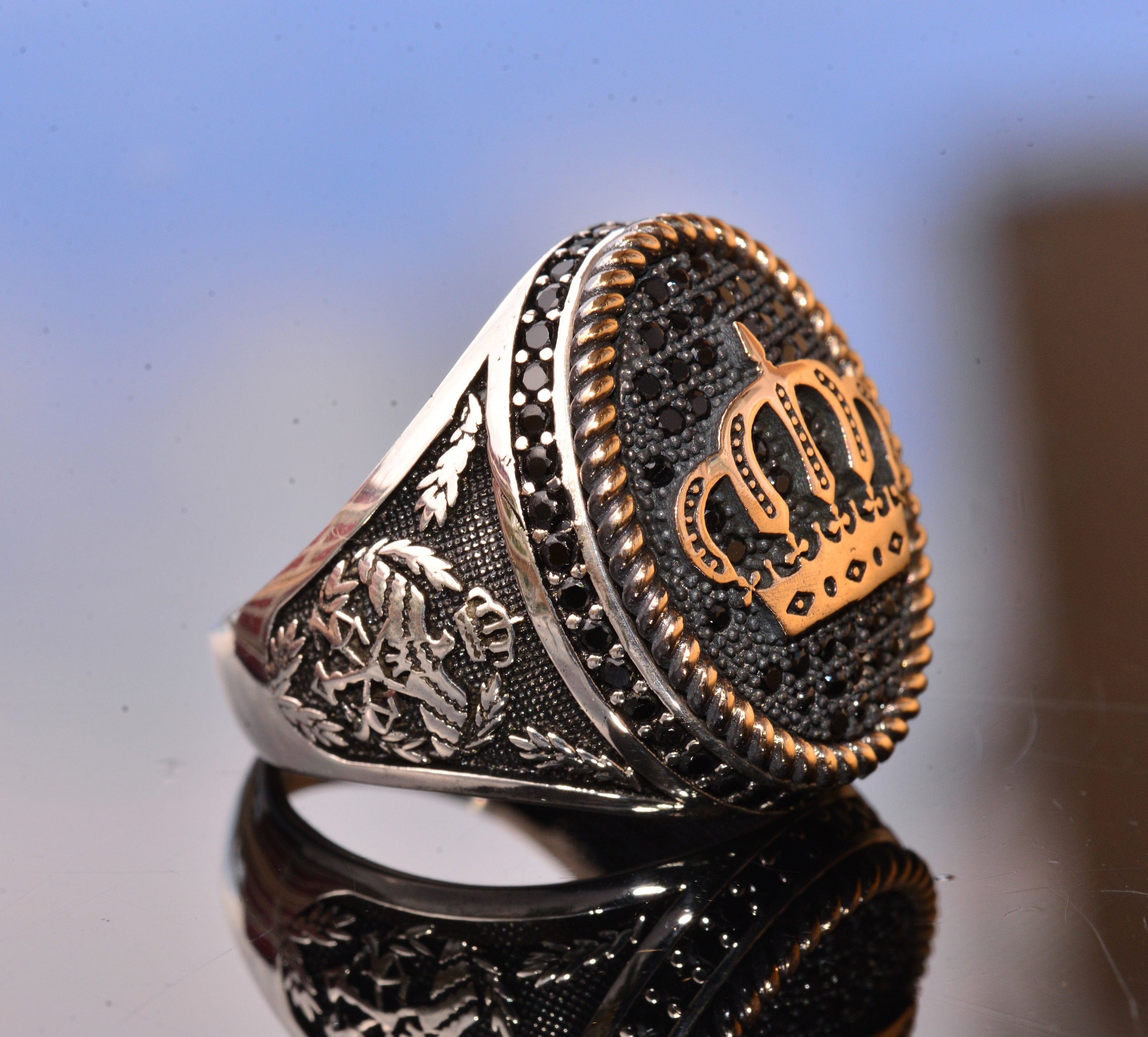 Solid Sterling Silver Ring Queen Crown Ring King Ring - Etsy