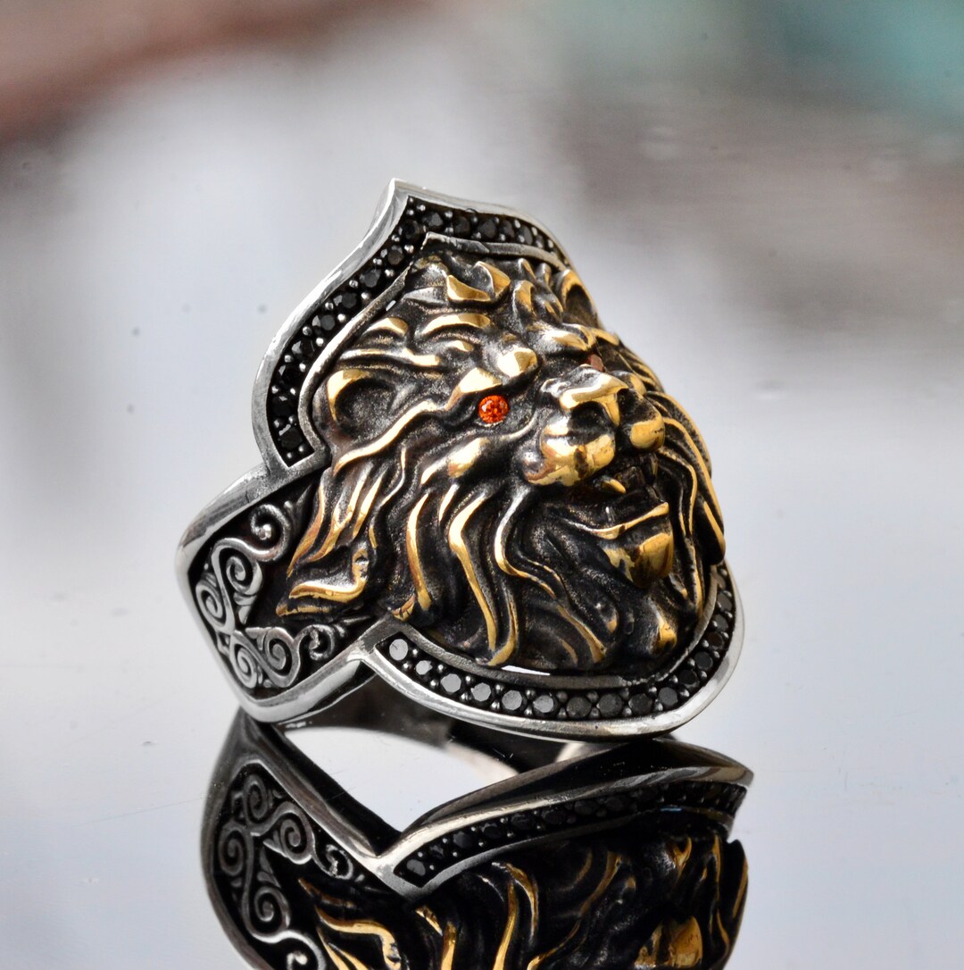 Lion Head Ring African Lion Ring Leo Ring Animals Signet - Etsy