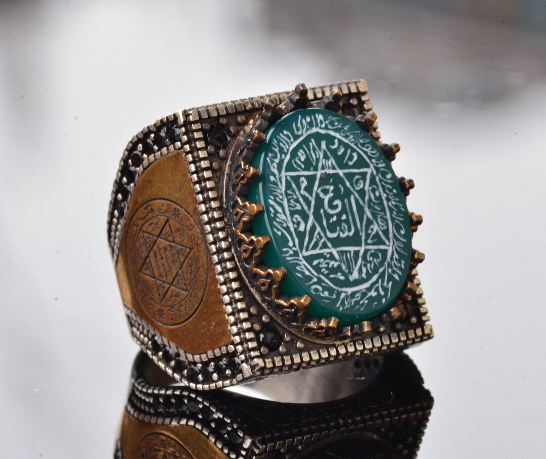 Solid Silver 925 Arabic Ring, Islamic Ring, Signet Seal Ring, Solomon ...