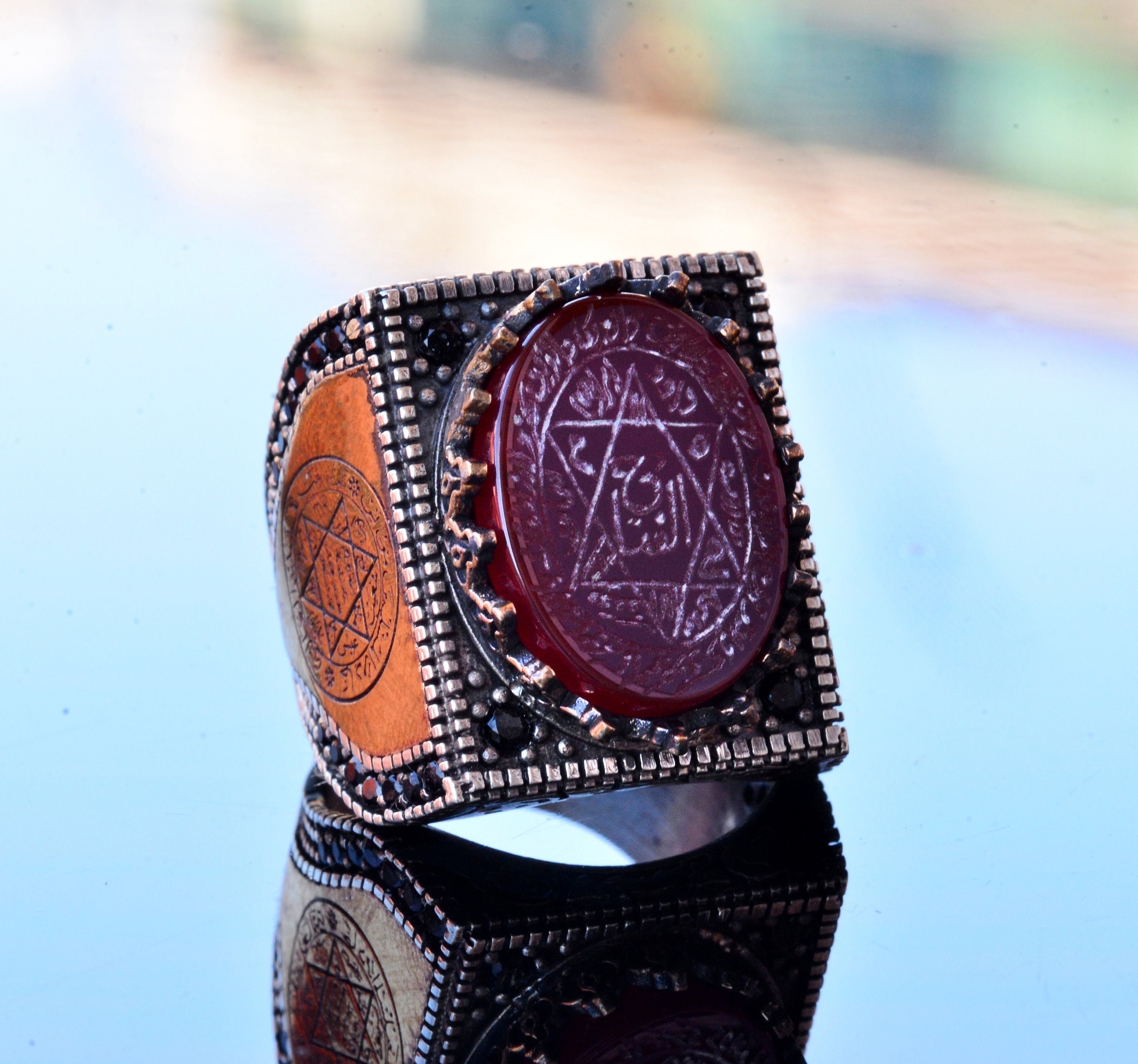 Solid Silver 925 Arabic Ring Islamic Ring Signet Seal Ring - Etsy