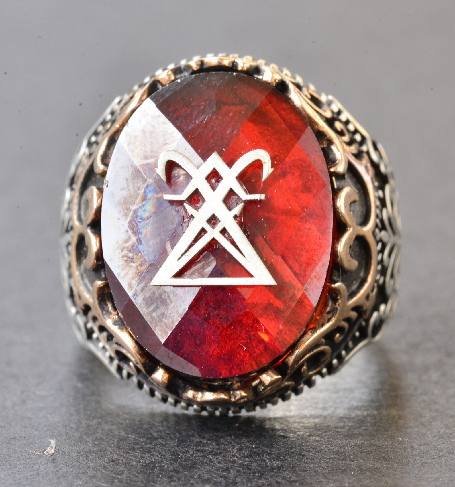 925 Sterling Silver Ring Satan Ring Satanic Ring Sigil of | Etsy