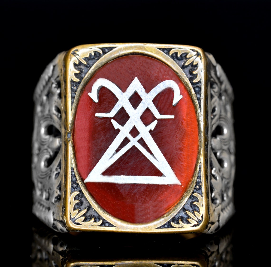 925 Sterling Silver Ring Satan Ring Satanic Ring Sigil of | Etsy
