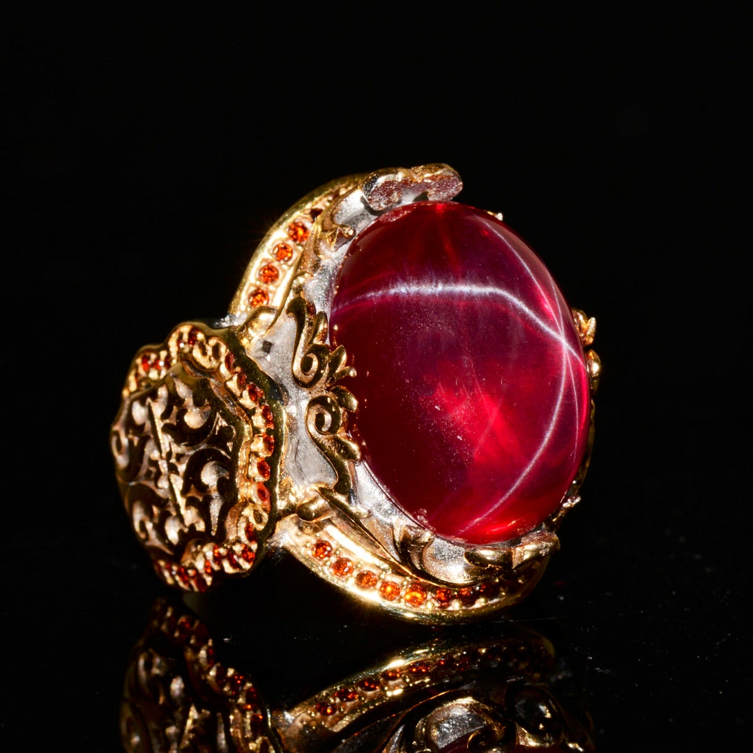 Sultan Ring, Genuine Real Natural Star Ruby Ring, Unique Ring, Handmade ...