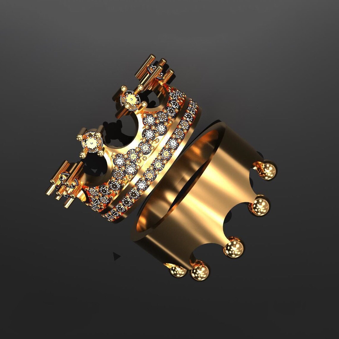 925 Sterling Silver Ring for Men Unique King Crown Wedding - Etsy