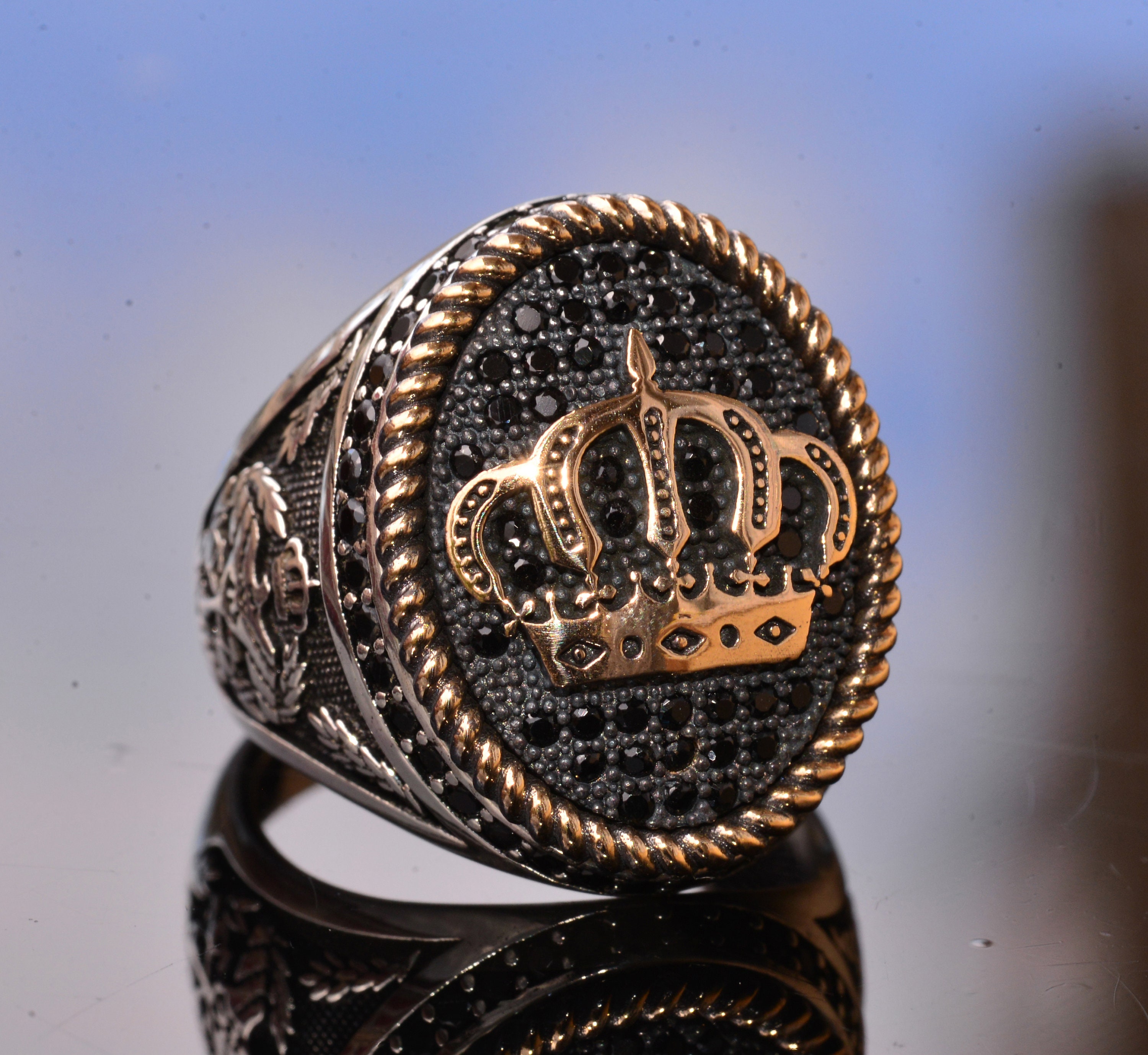 Solid Sterling Silver Ring Queen Crown Ring King Ring - Etsy