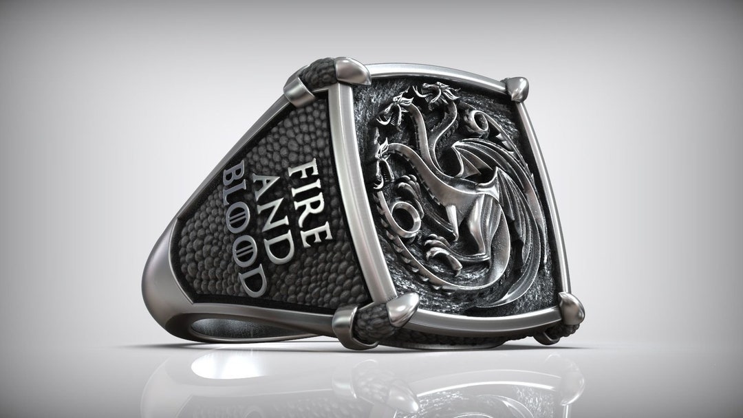 Targaryen House Dragon Ring, Fire Ring, 925 Sterling Silver Signet Ring ...